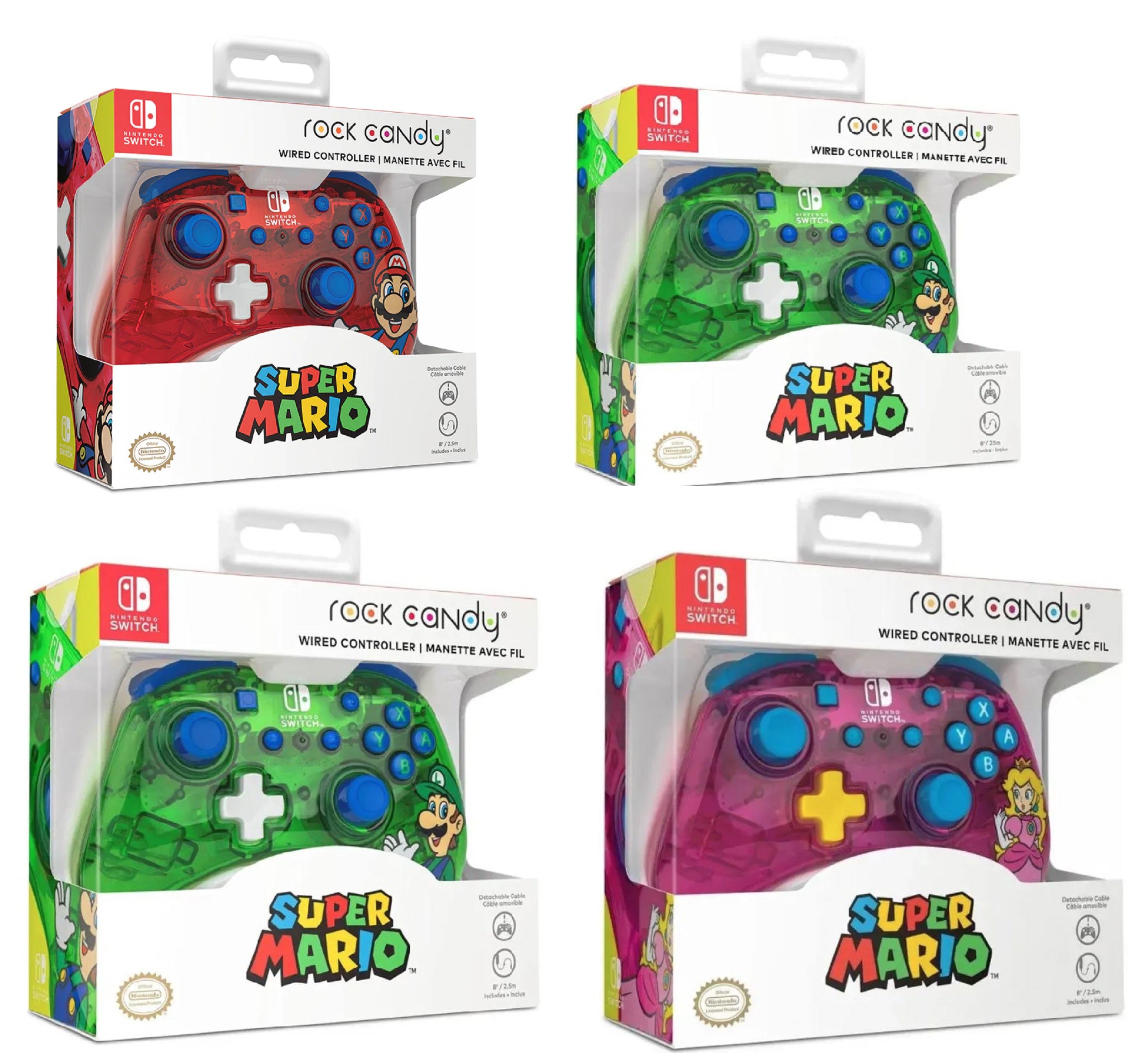 Nintendo Switch Controller Rock Candy Mario, Bowser, Luigi, Peach Lice – MaxYourPlay.com