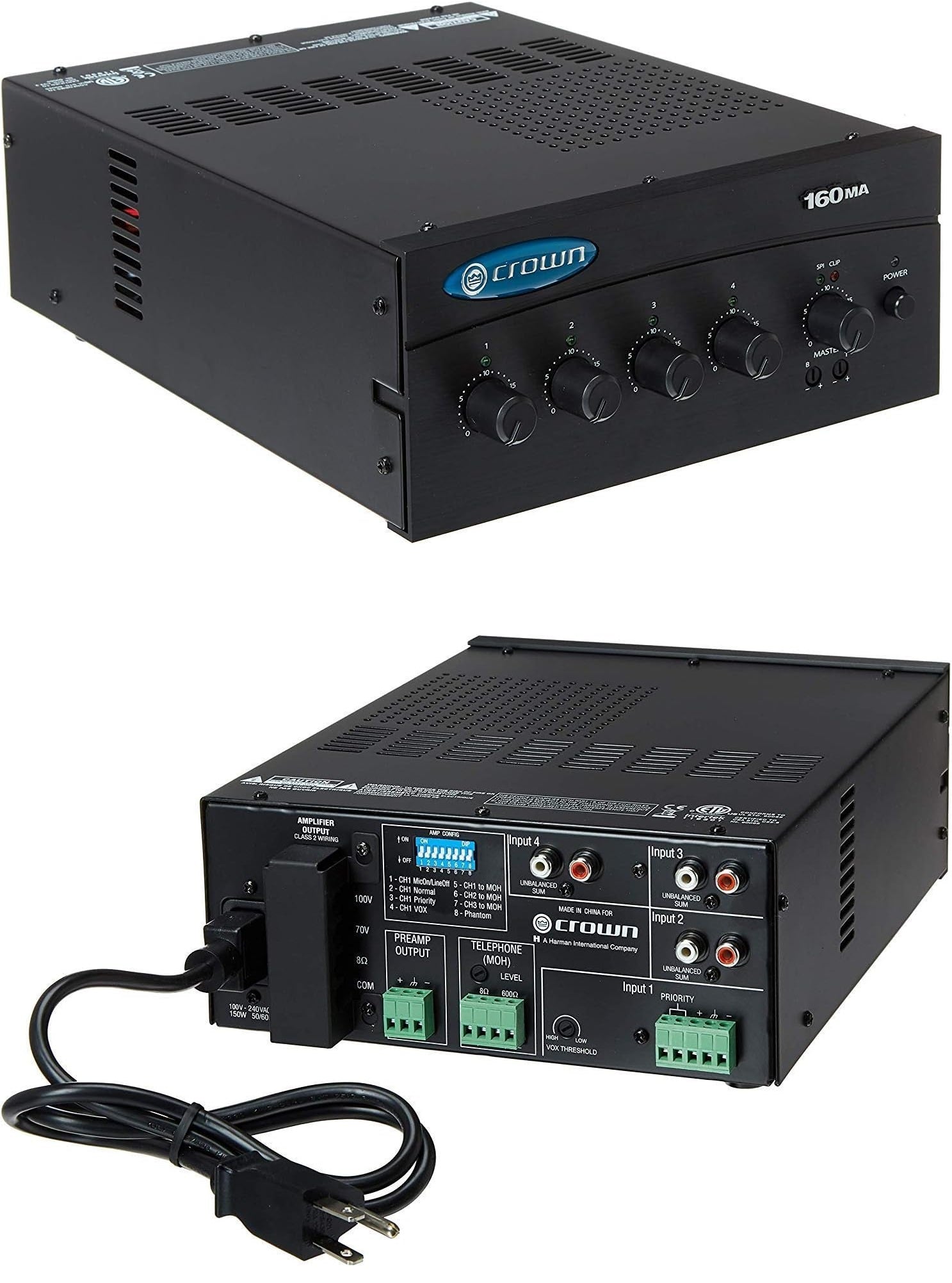 Crown 160MA Four-input, 60-Watt Mixer/Amplifier – MaxYourPlay.com