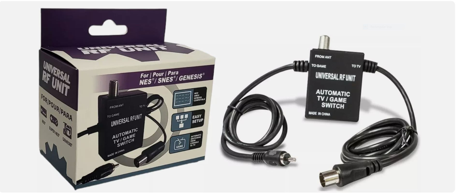 NES/SNES/Sega Genesis Universal RF Unit Automatic TV/Game Switch ...