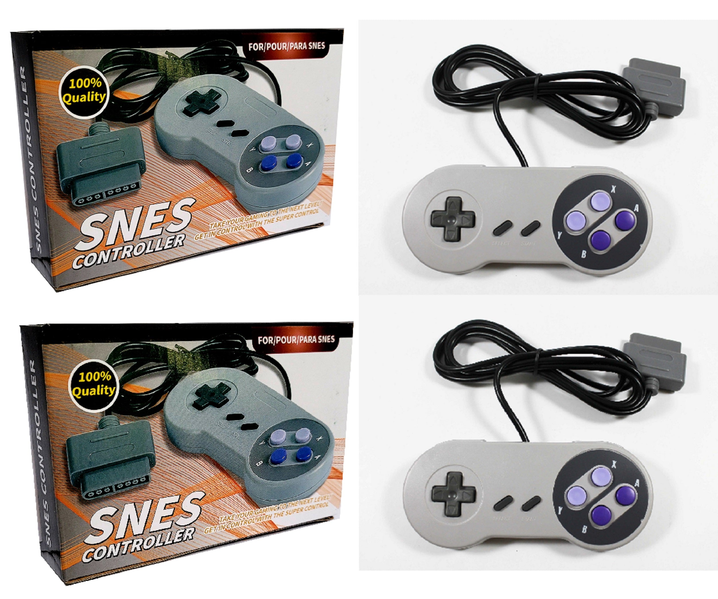 Two 2 Controllers Bundle Compatible with Super Nintendo SNES Pack Of 2 ...